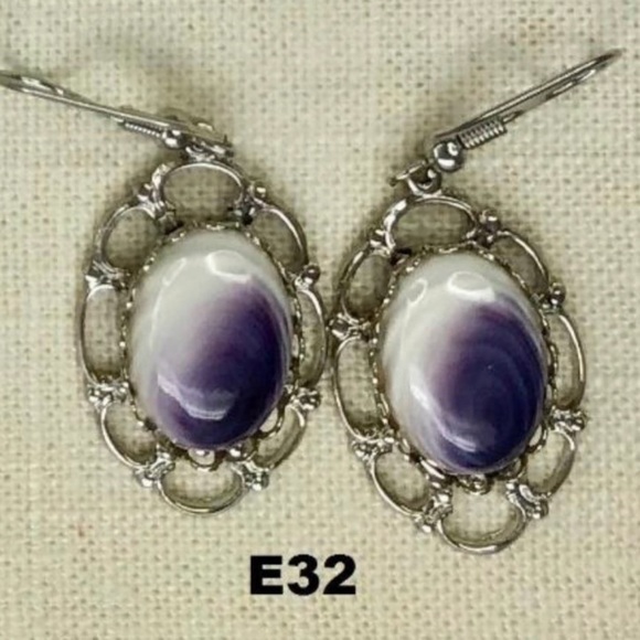 Wampum World | Jewelry | E32 Oval Wloop Border Wampum Earrings Costume ...